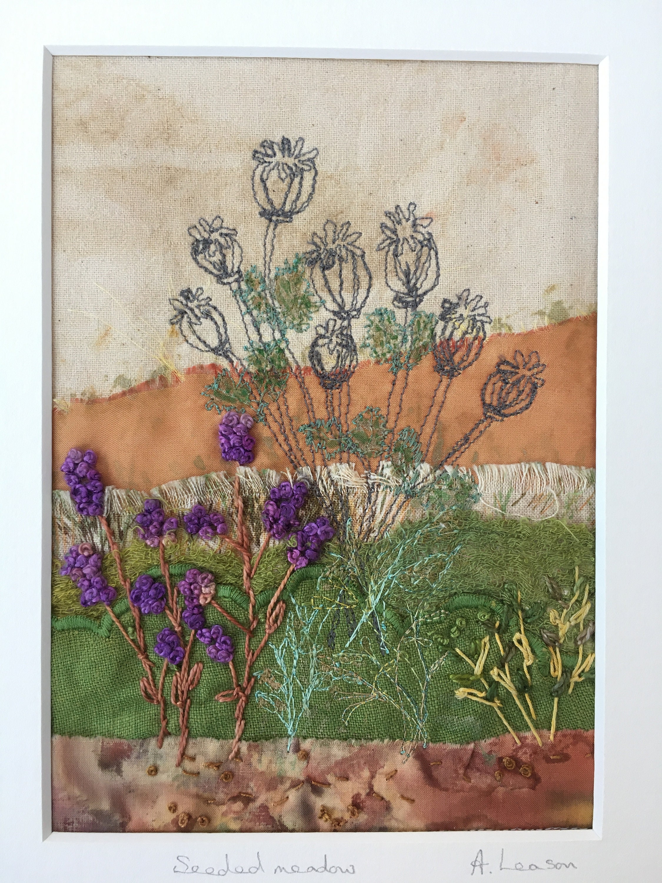 Seeded Meadow/ Textile Art/ Stitched Textiles/ Embroidered Seedheads ...