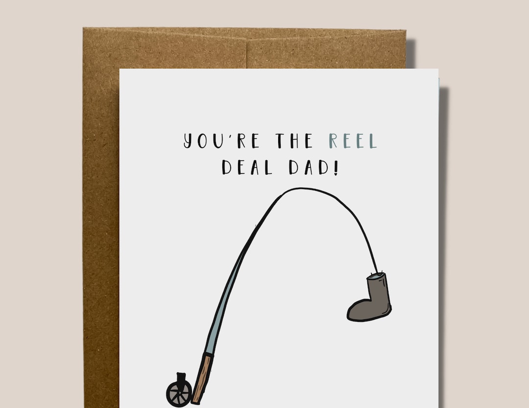 Funny Fishing Fathers Day Card You're the REEL real Deal Dad Minimal ...