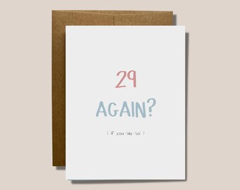 29 Again Birthday Card - Etsy