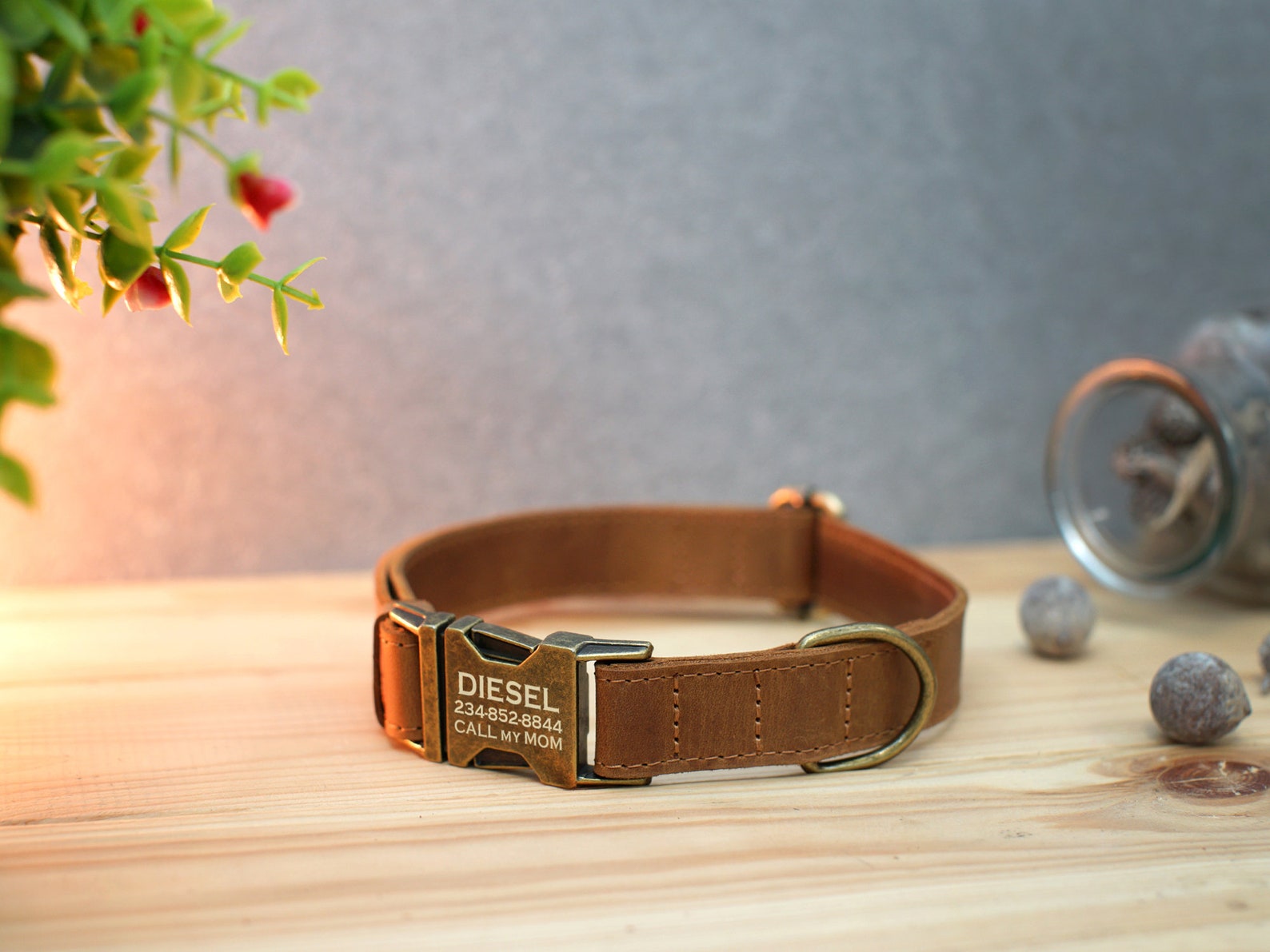 Leather Dog Collar With Metal Buckle Personalized Dog Collar - Etsy