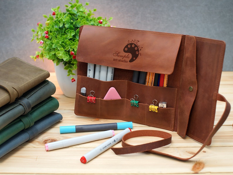 Personalized Leather Pencil Case, Custom Pencil Roll Leather, Custom ...
