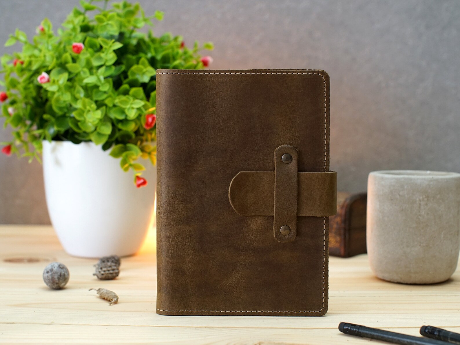 Personalized Leather Notebook Cover, Refillable Journal Cover for Women ...