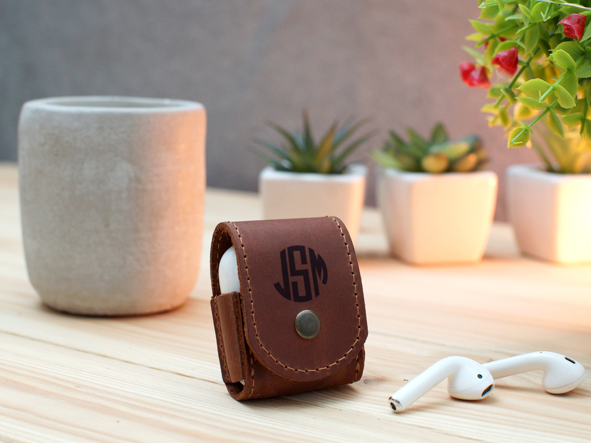 Personalized Leather AirPod Case, Custom Airpods Case, Leather AirPod ...