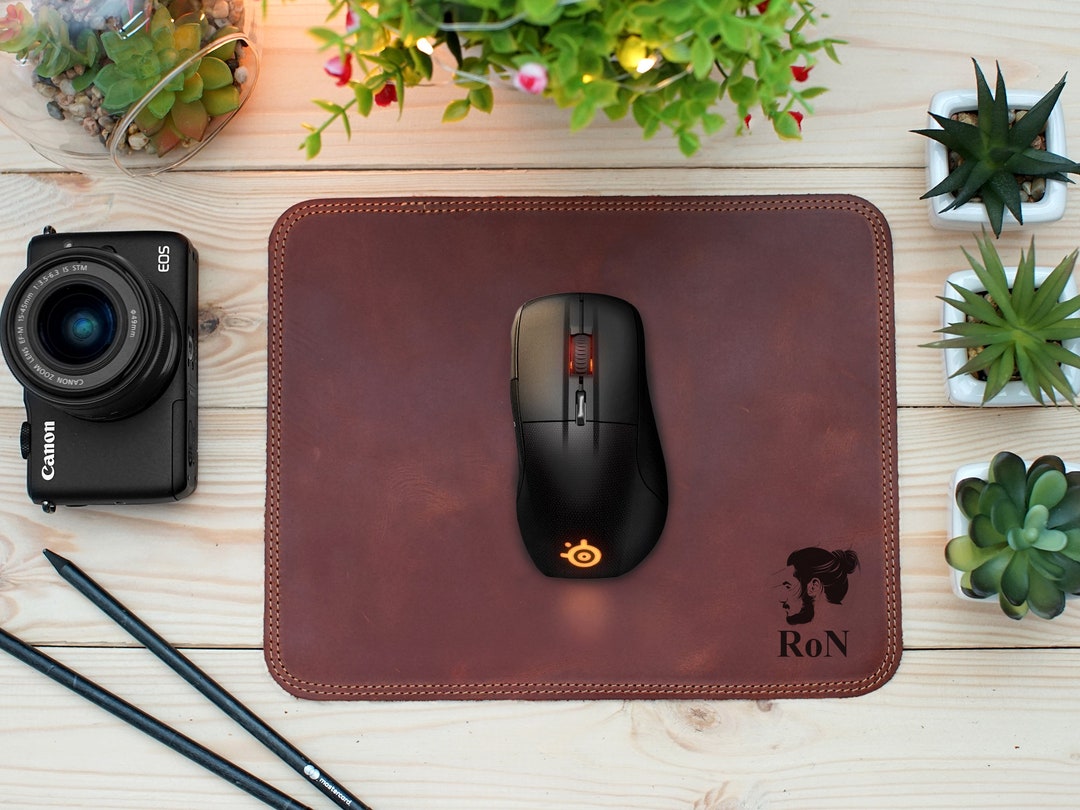 Personalized Leather Mouse Pad, Custom Mouse Mat, Engraved Stiched ...