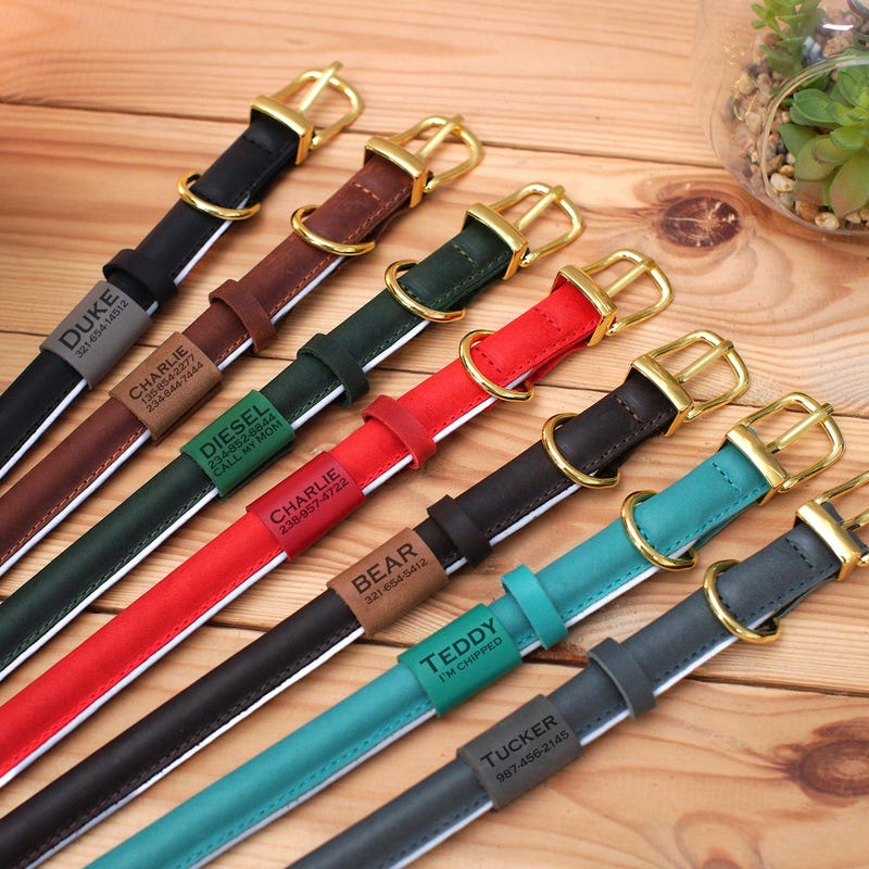 Leather Dog Collars - Etsy UK
