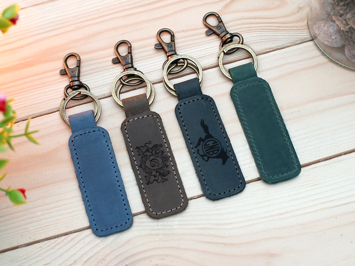 Personalized Leather Keychain Engraved Key Holder Custom Key | Etsy