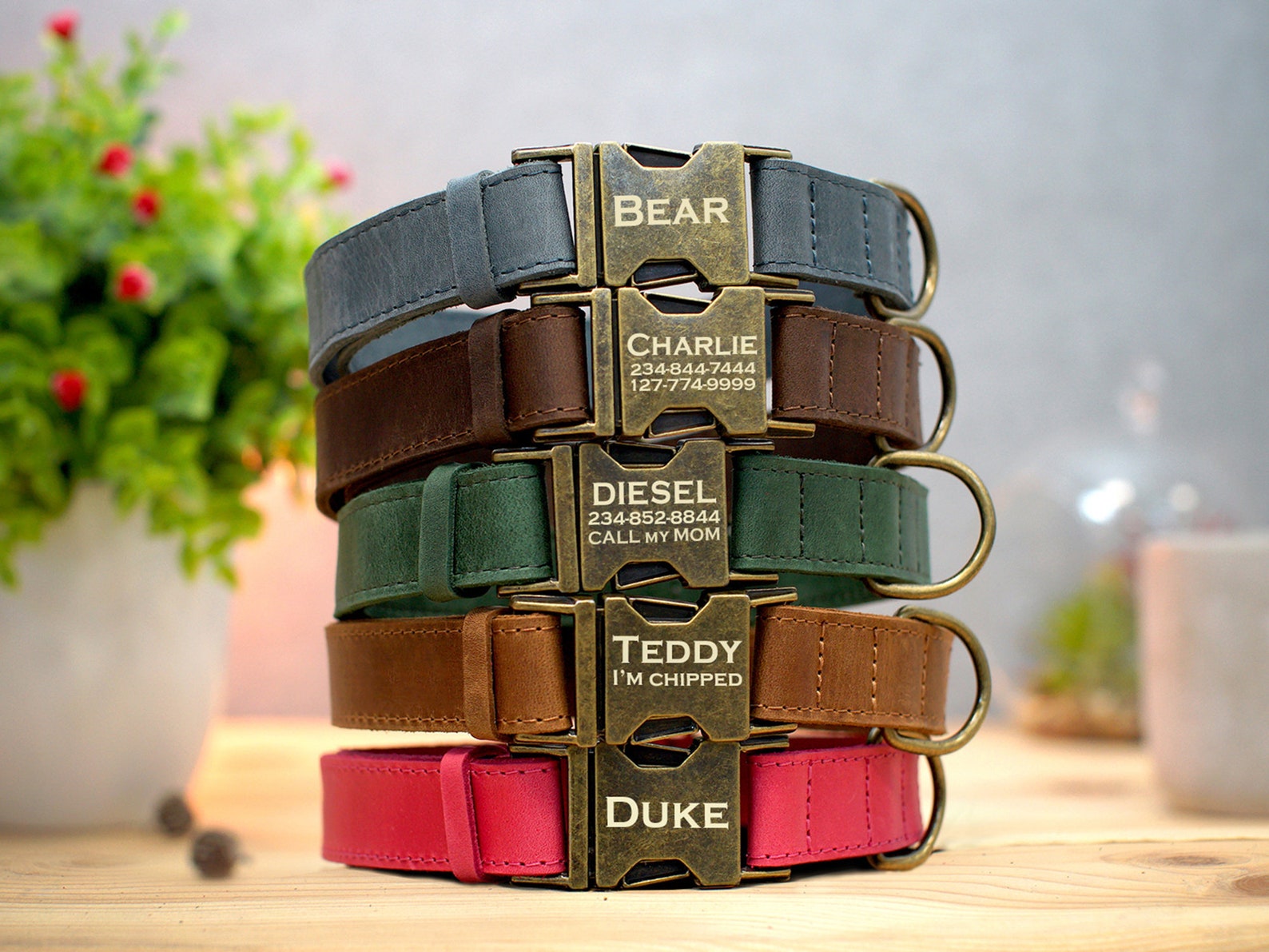 Leather Dog Collar With Metal Buckle Personalized Dog Collar - Etsy