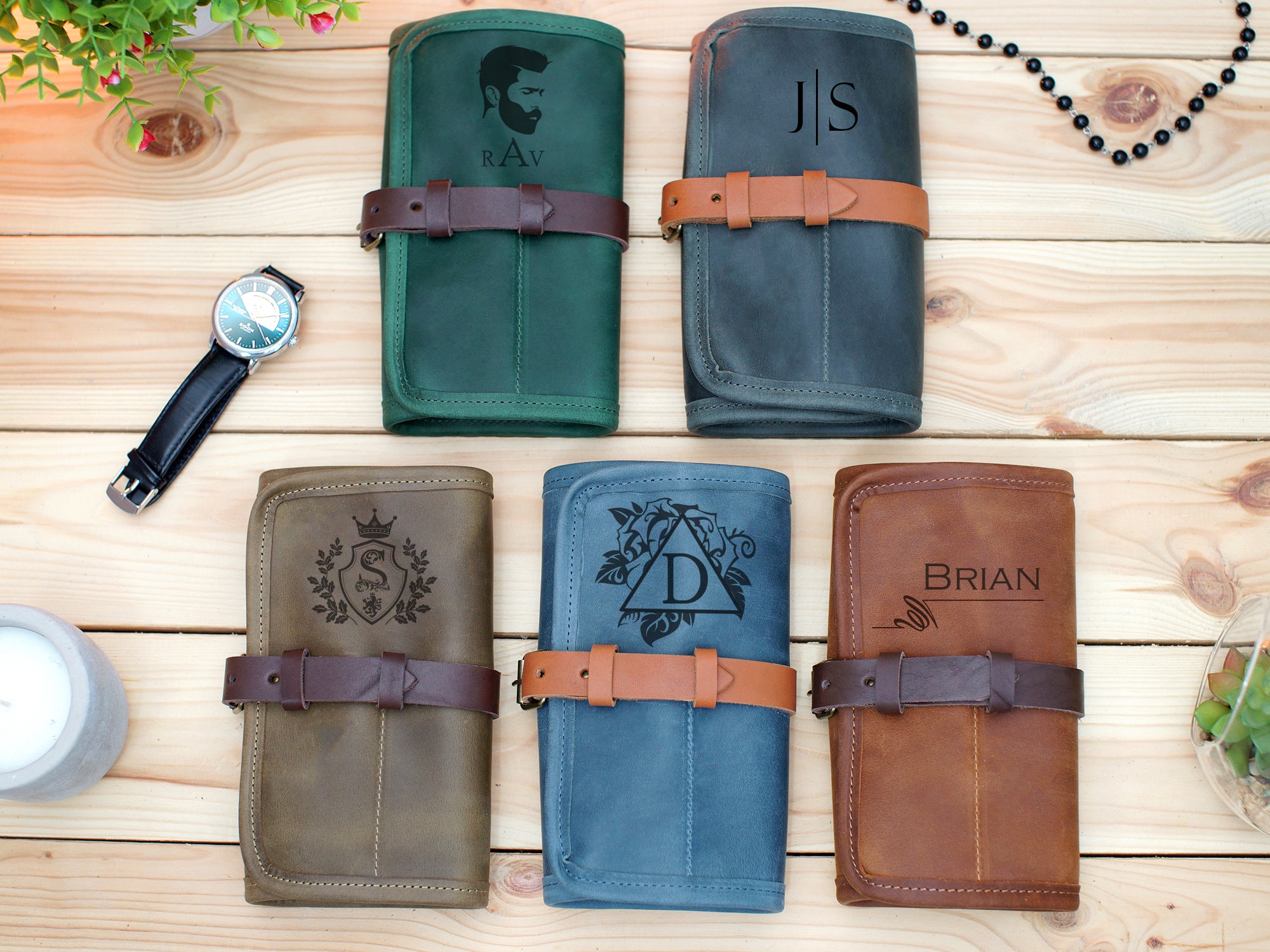 Leather Watch Roll, Personalized Watch Case, Watch Storage for 1-4 ...