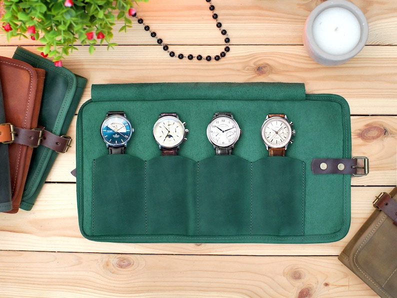 Personalized Leather Watch Roll, Custom Watch Travel Case, Engraved ...