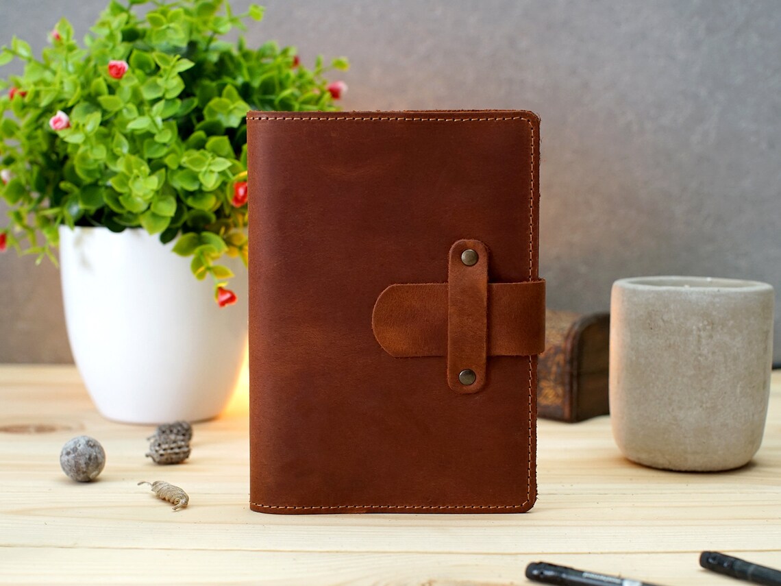Personalized Leather Notebook Cover, Refillable Journal Cover for Women ...