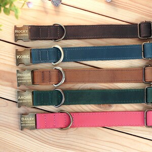Custom Dog Collar for Small Medium Large Dogs, Personalized Leather Dog ...
