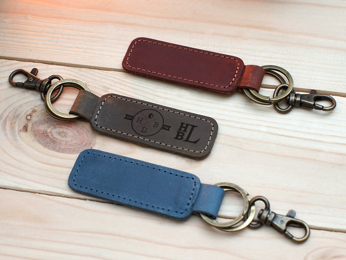 Leather Keychain Custom Leather Key Ring Handmade Keychain - Etsy