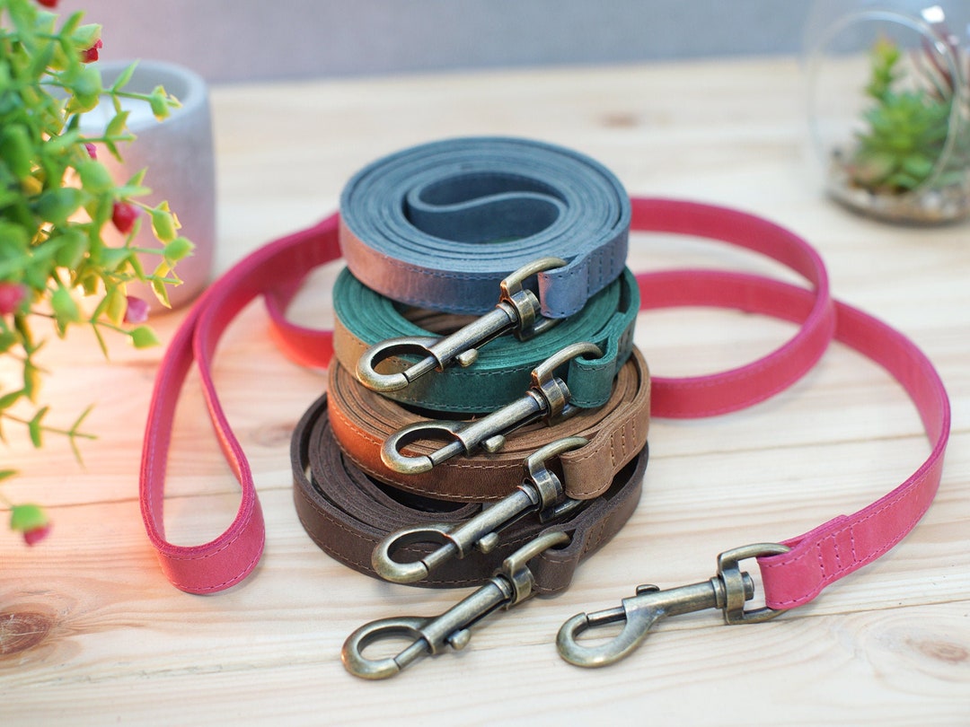 Leather Dog Leash, Personalized Dog Leash With Handle, Custom Pet Leash ...