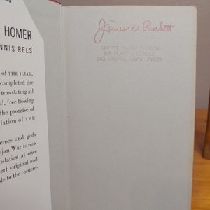 The Iliad of Homer, Translated by Ennis Rees, HC/DJ, 1963 1st Printing ...