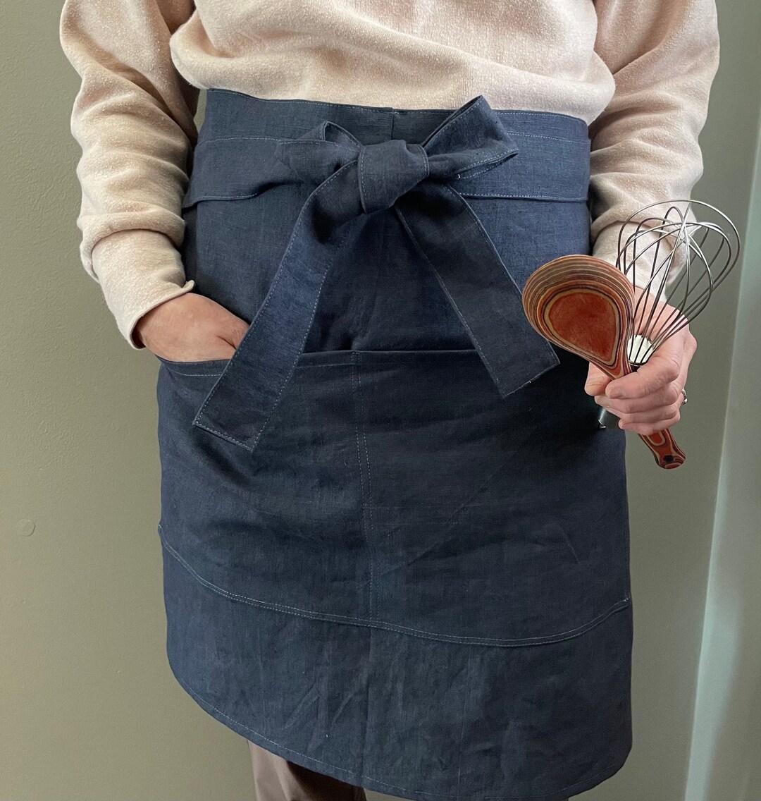 Linen Half Apron | Unisex Apron With Pockets - Etsy