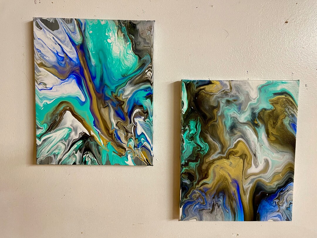 Changing Tides 8x10 Canvas Paintings Fluid Art Paint Pour - Etsy