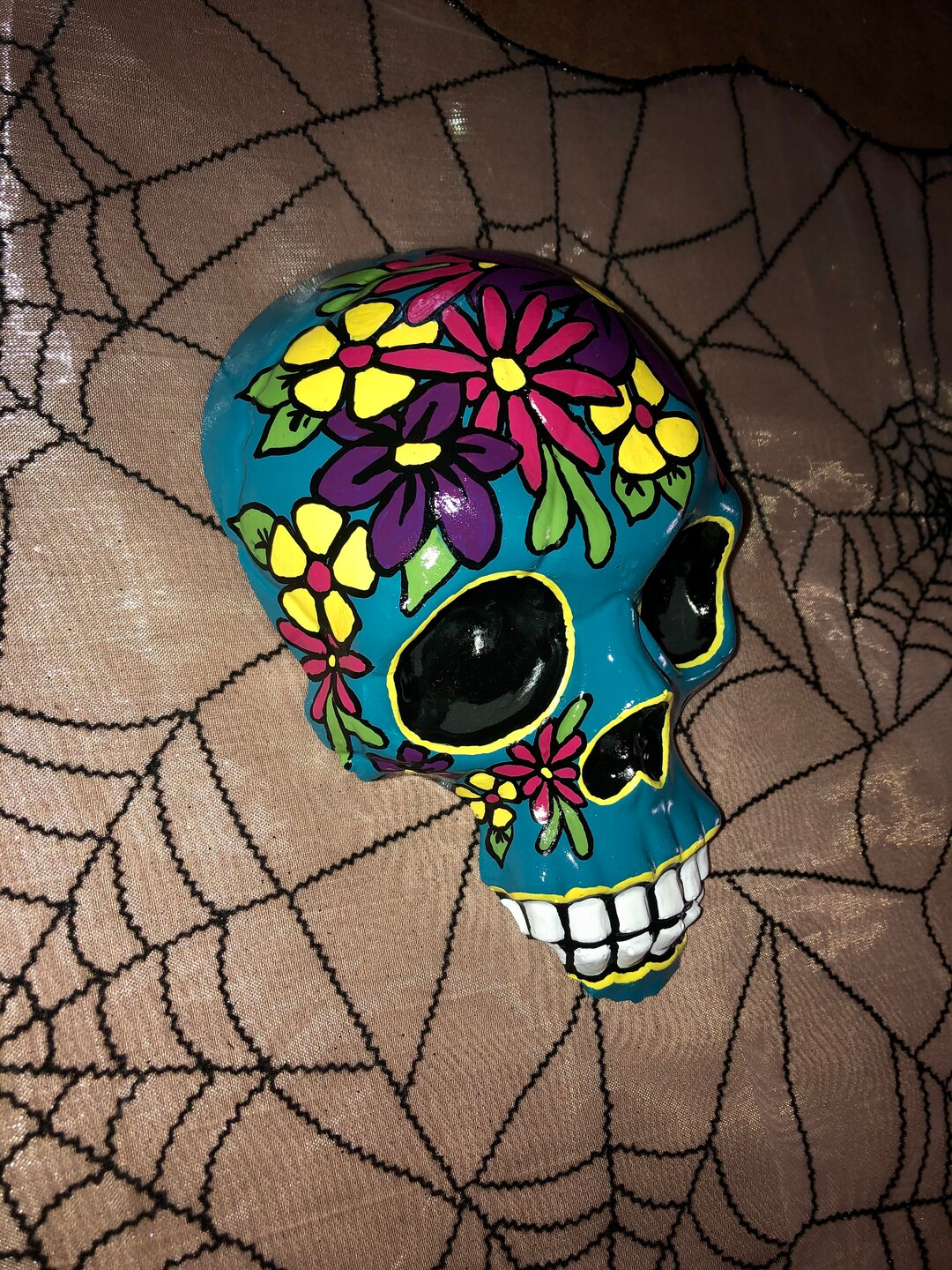 Mexican Calavera, Sugar Skull Gifts, Gift for Her, Cascading Flower ...