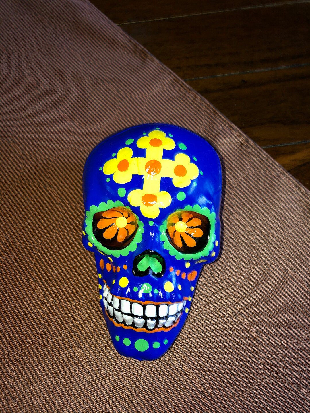 Calavera mexicana, calavera de azúcar azul vibrante, regalos de ...