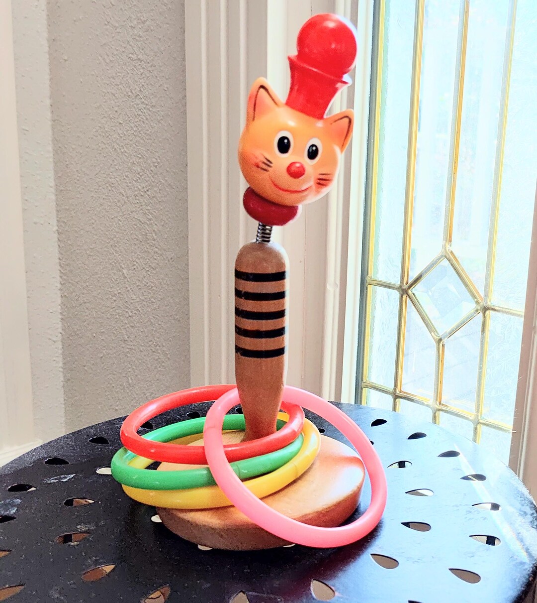 Vintage Wood and Spring Ring Toss Toy. Free Shipping in the Continental ...