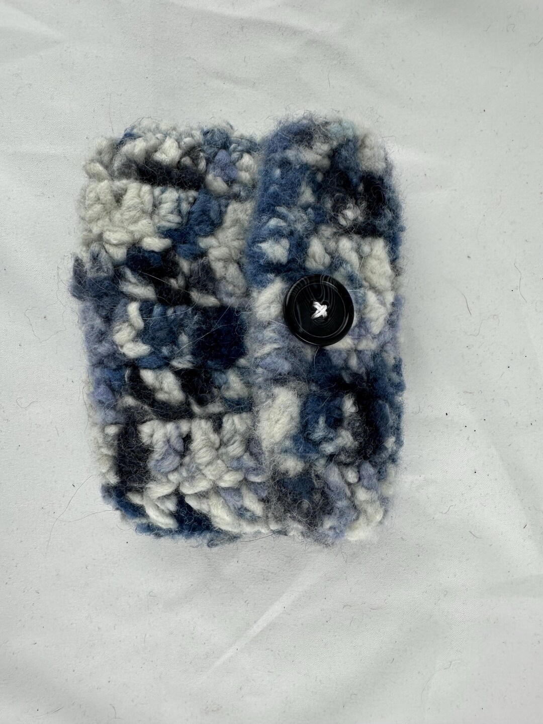 Felted Satchel. Navy Blue, Periwinkle and Cream. Black Plastic Button ...