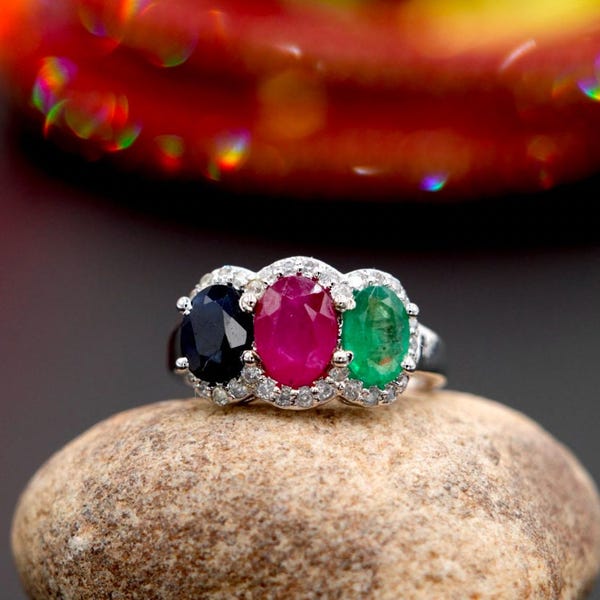 Emerald Ruby Ring - Etsy