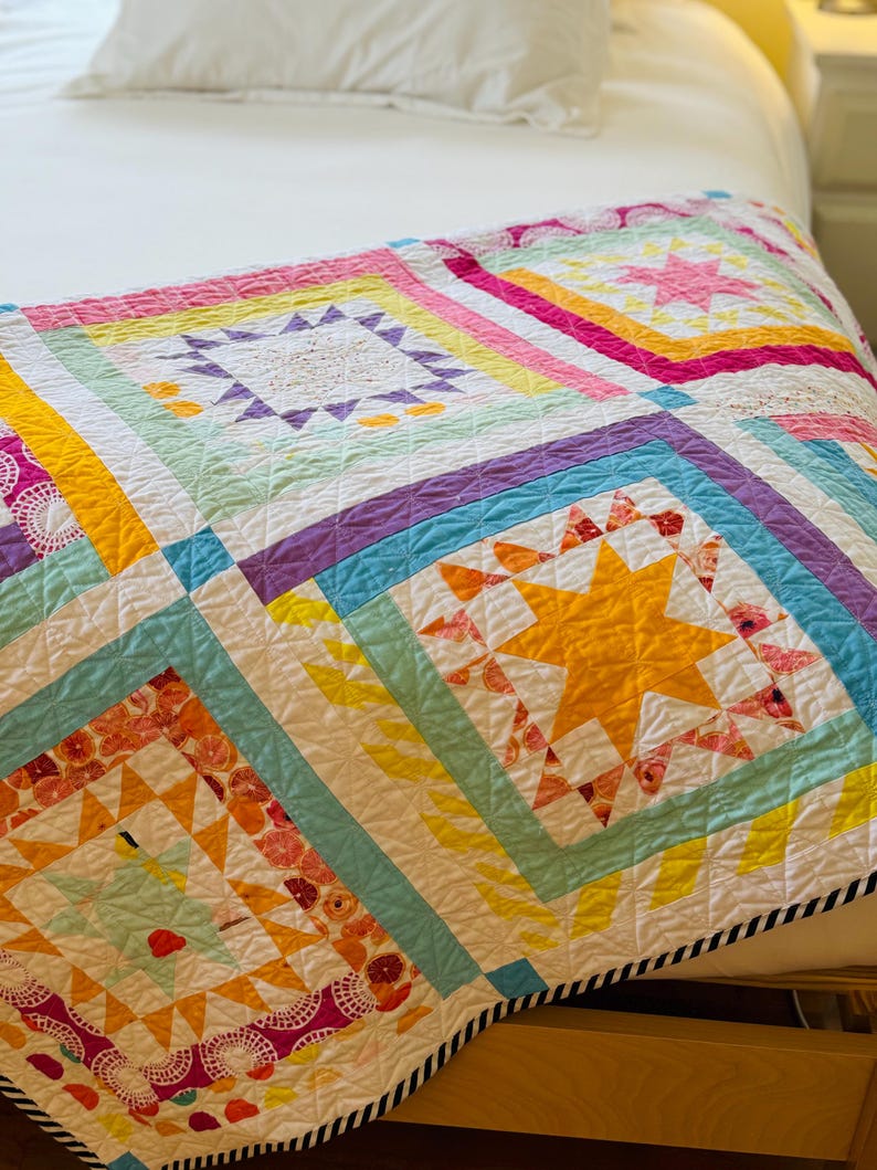Cabin Nights Throw Quilt, Handmade Cotton Patchwork (65x65) - Etsy