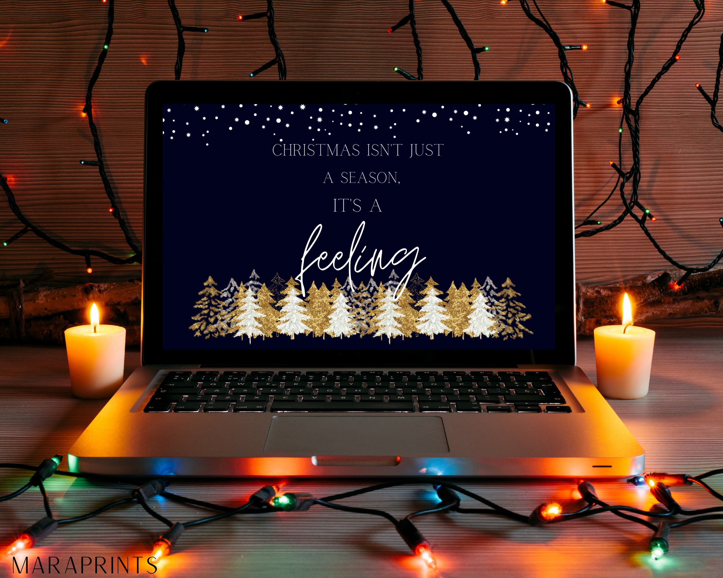 Christmas Desktop Screensaver, Festive Woodland Digital Art, Digital ...