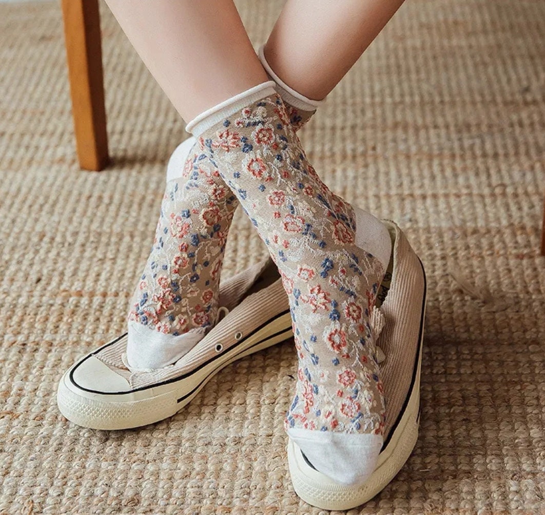 2 Pairs Vintage Socks, Dark/light Academia Style - Etsy