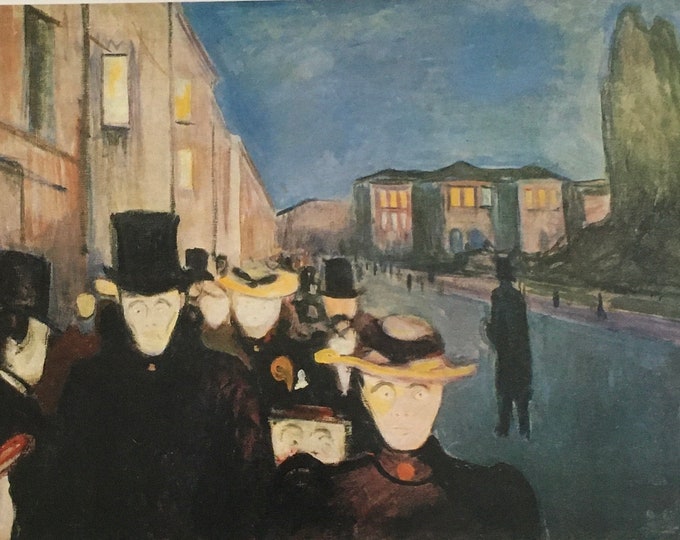 Original Vintage Print 1992 by Edvard Munch Evening on Karl Johan ...