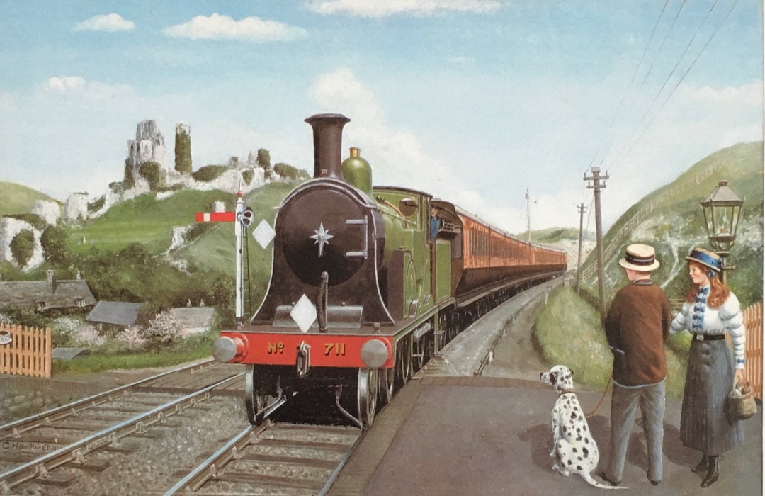 Original Vintage Print 1965 by C Hamilton Ellis. by Corfe Castle. L.S.W ...