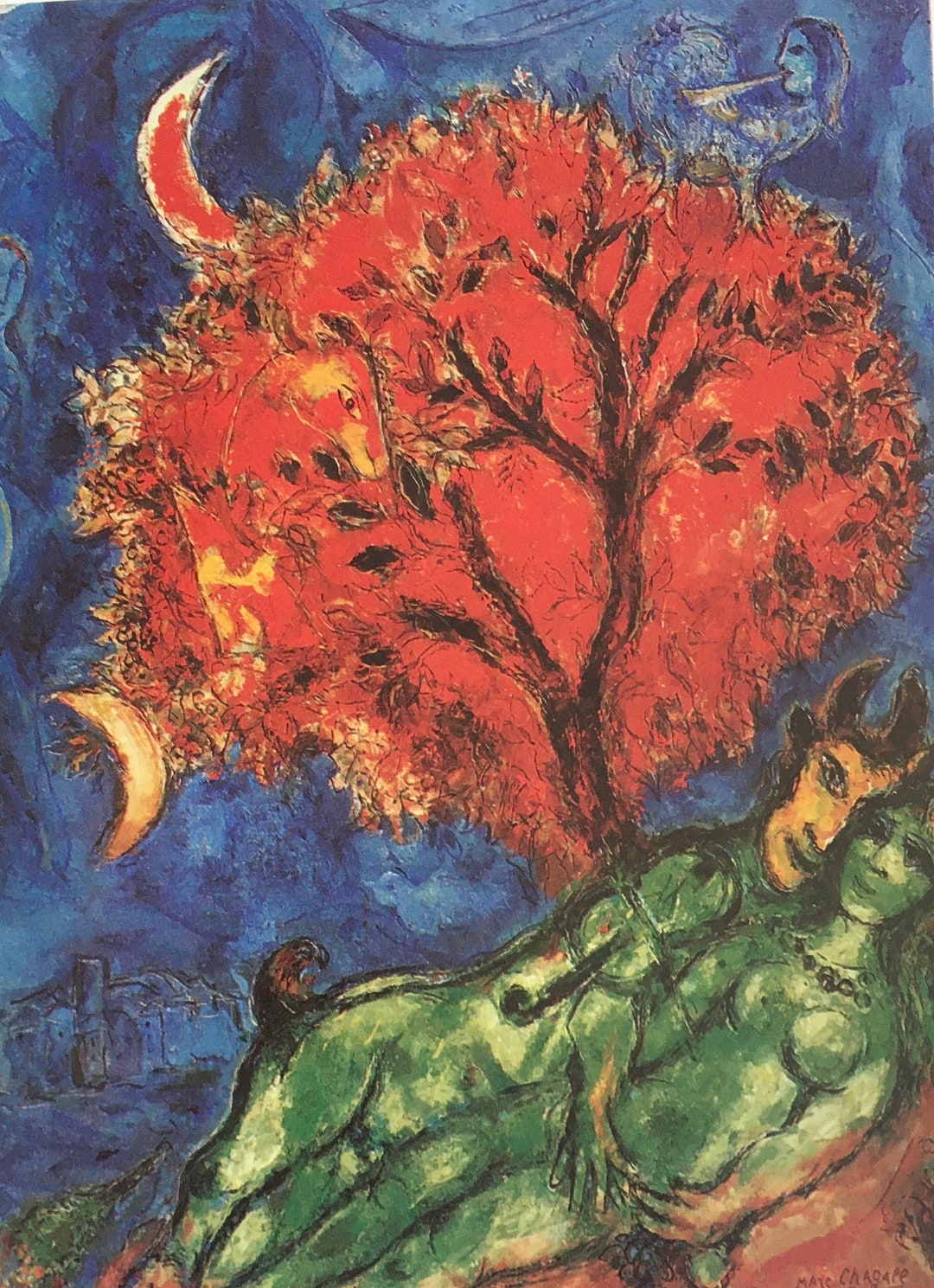 Original Vintage Print von Marc Chagall 1971. The Red Tree (1966 ...