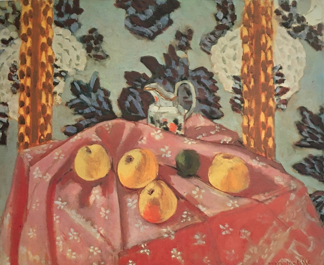 Original Vintage Print 1989 by Henri Matisse. Apples on A Pink Cloth ...