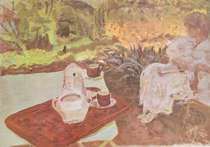 Original Vintage Print 1987 by Pierre Bonnard. Coffee in the Garden ...