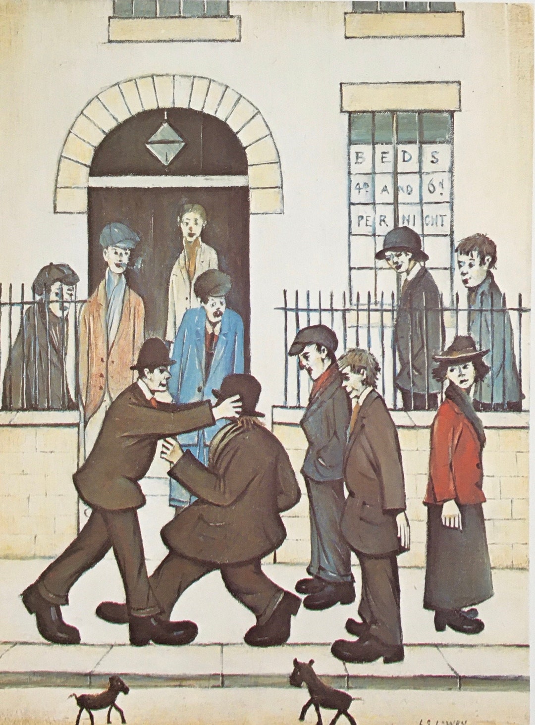 Original Vintage Print 1978 by L.S. Lowry. A Fight (1935) Industrial ...