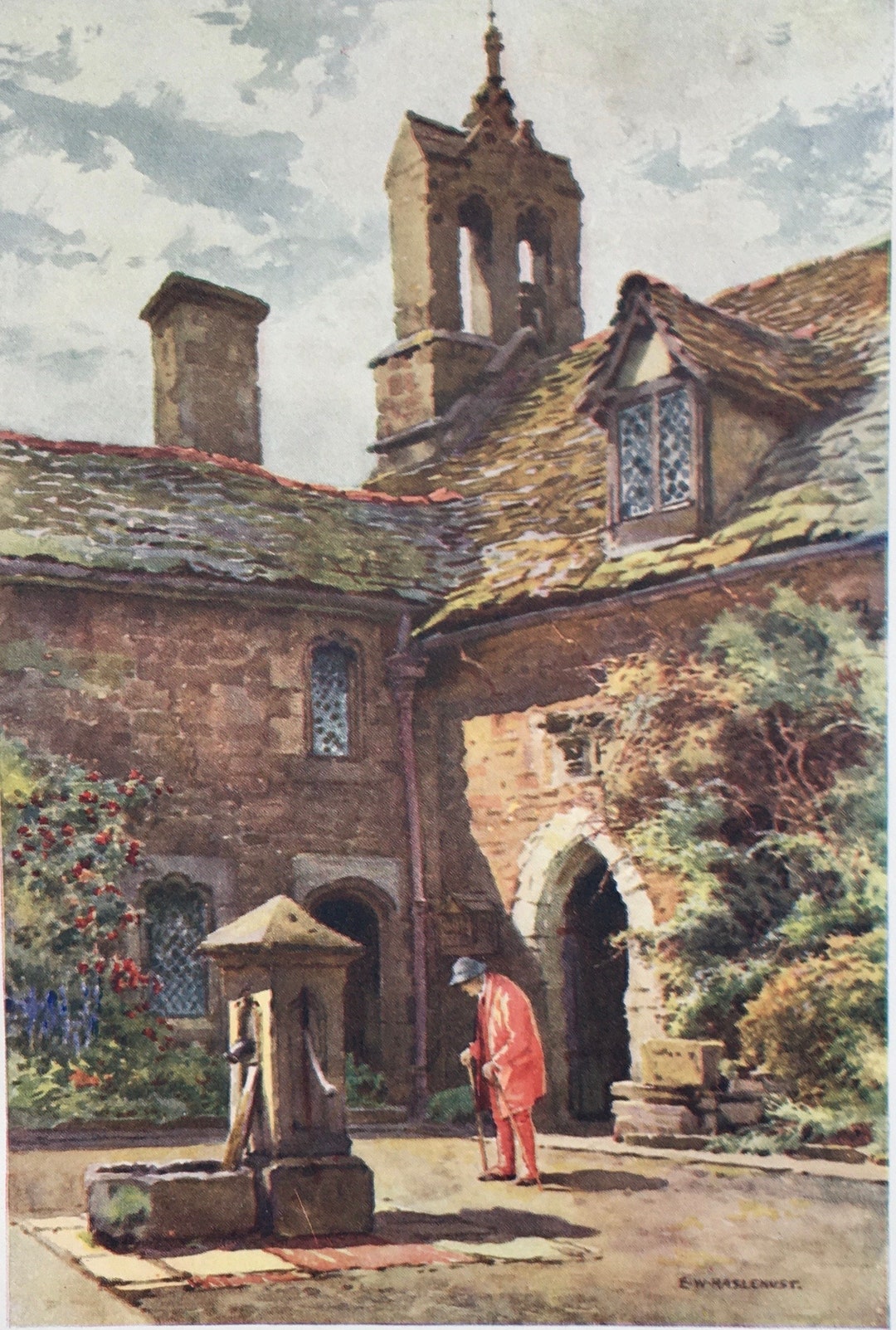 Original Vintage Small Print by E W Haslehust 1912. the Coningsby, or ...