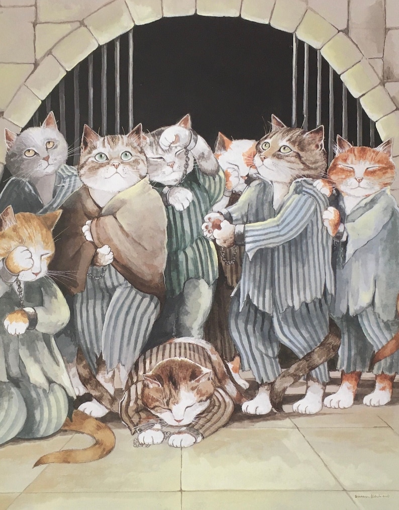 Original Vintage Print by Susan Herbert 1997. Opera Cats. - Etsy