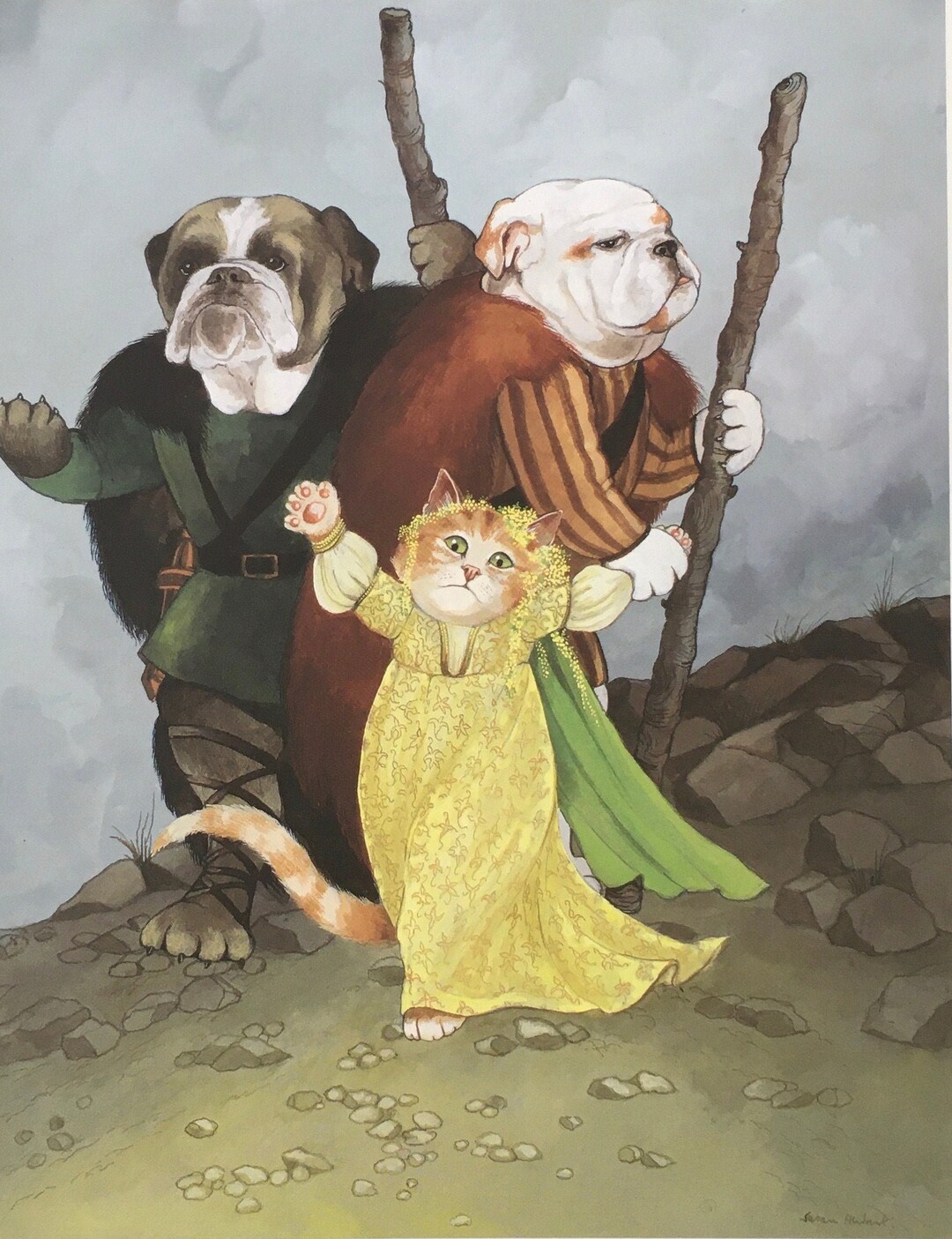 Stampa vintage originale di Susan Herbert 1997. Opera Cats. Das ...