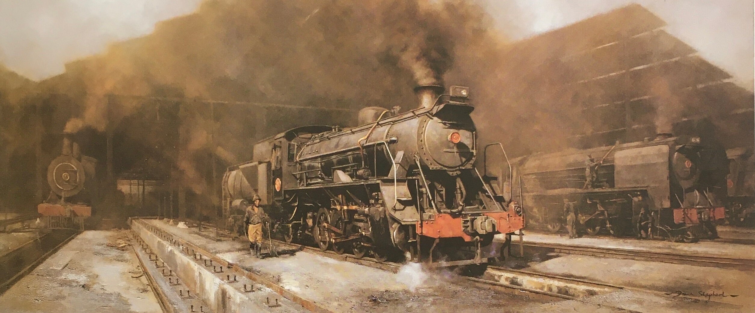 Original Vintage Print by David Shepherd 1985. Germiston Steam Sheds ...