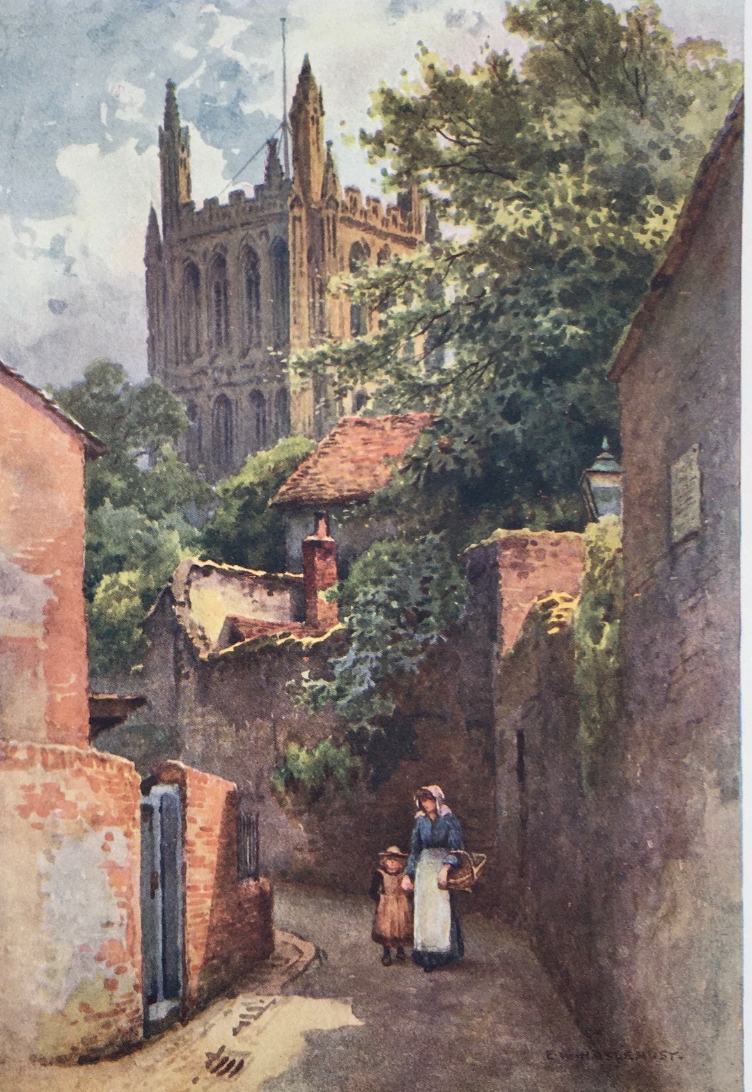 Original Vintage Small Print by E W Haslehust 1912. Gwynne Street From ...