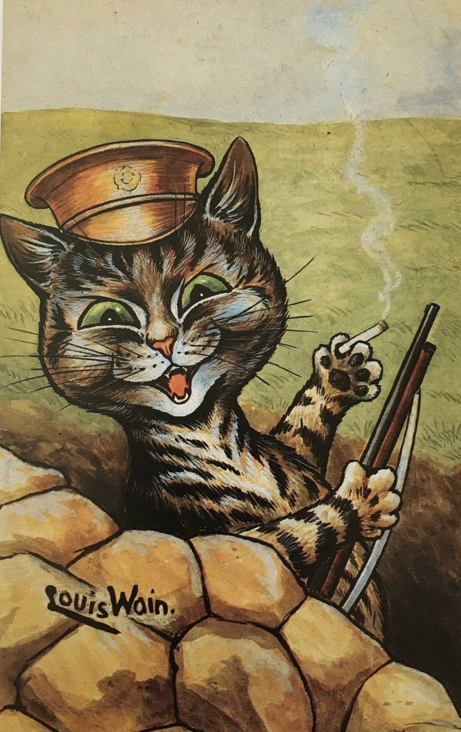 Original Vintage Print 1983 by Louis Wain. Cats. Entrenched. - Etsy