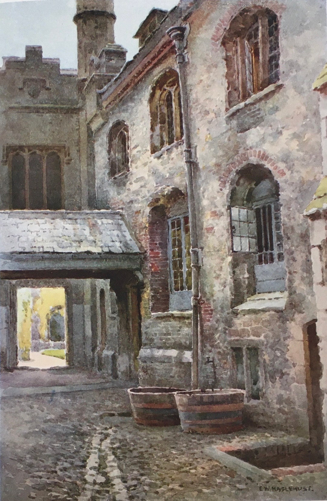 Original Vintage Small Print by E W Haslehust Circa 1920. Cambridge ...