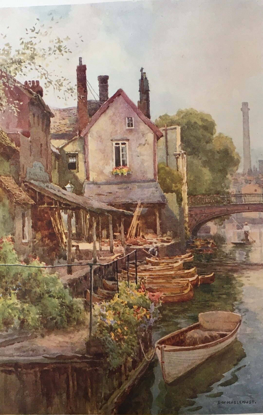 Original Vintage Small Print by E W Haslehust Circa 1920. Cambridge ...