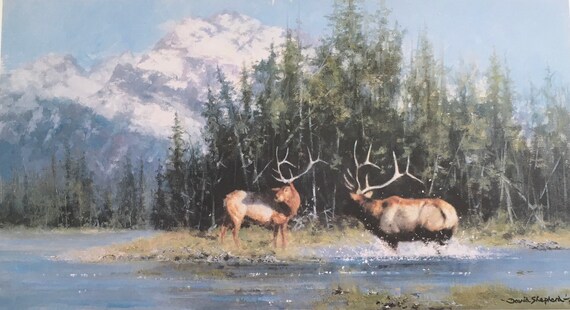 Original Vintage Print by David Shepherd 1992. Elk in Banff - Etsy