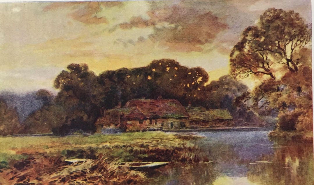 Original Vintage Small Print by E W Haslehust 1910. the Thames ...