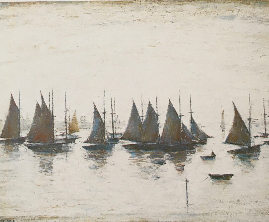 Original Vintage Print 1978 by L.S. Lowry. Seascape, Sailing Boats ...