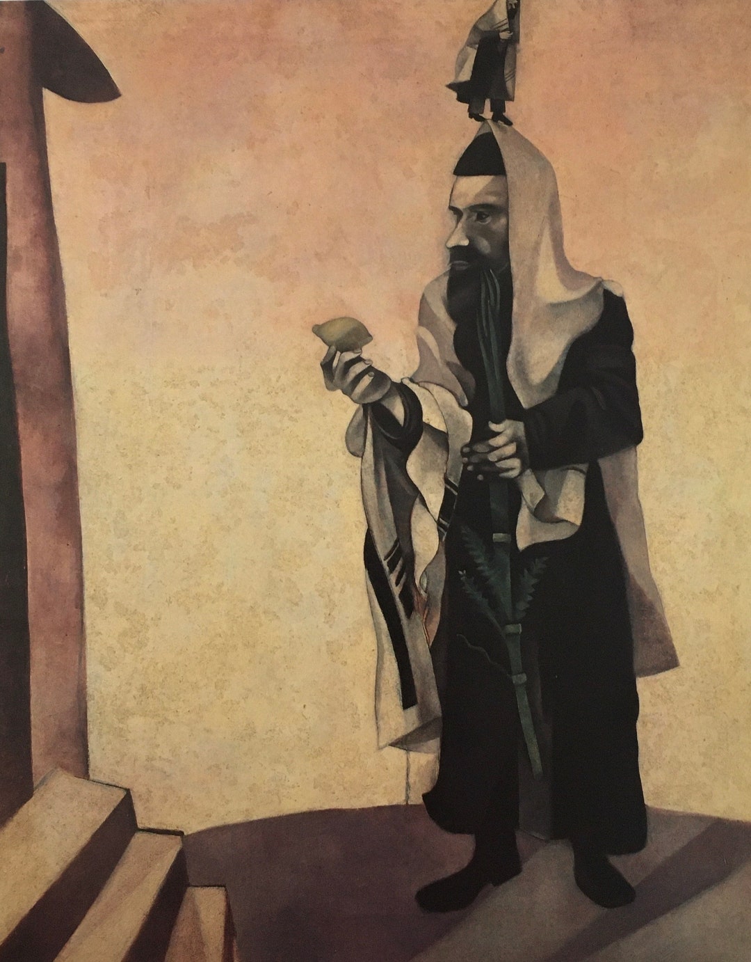 Original Vintage Print by Marc Chagall 1998. Feast Day-rabbi With Lemon ...