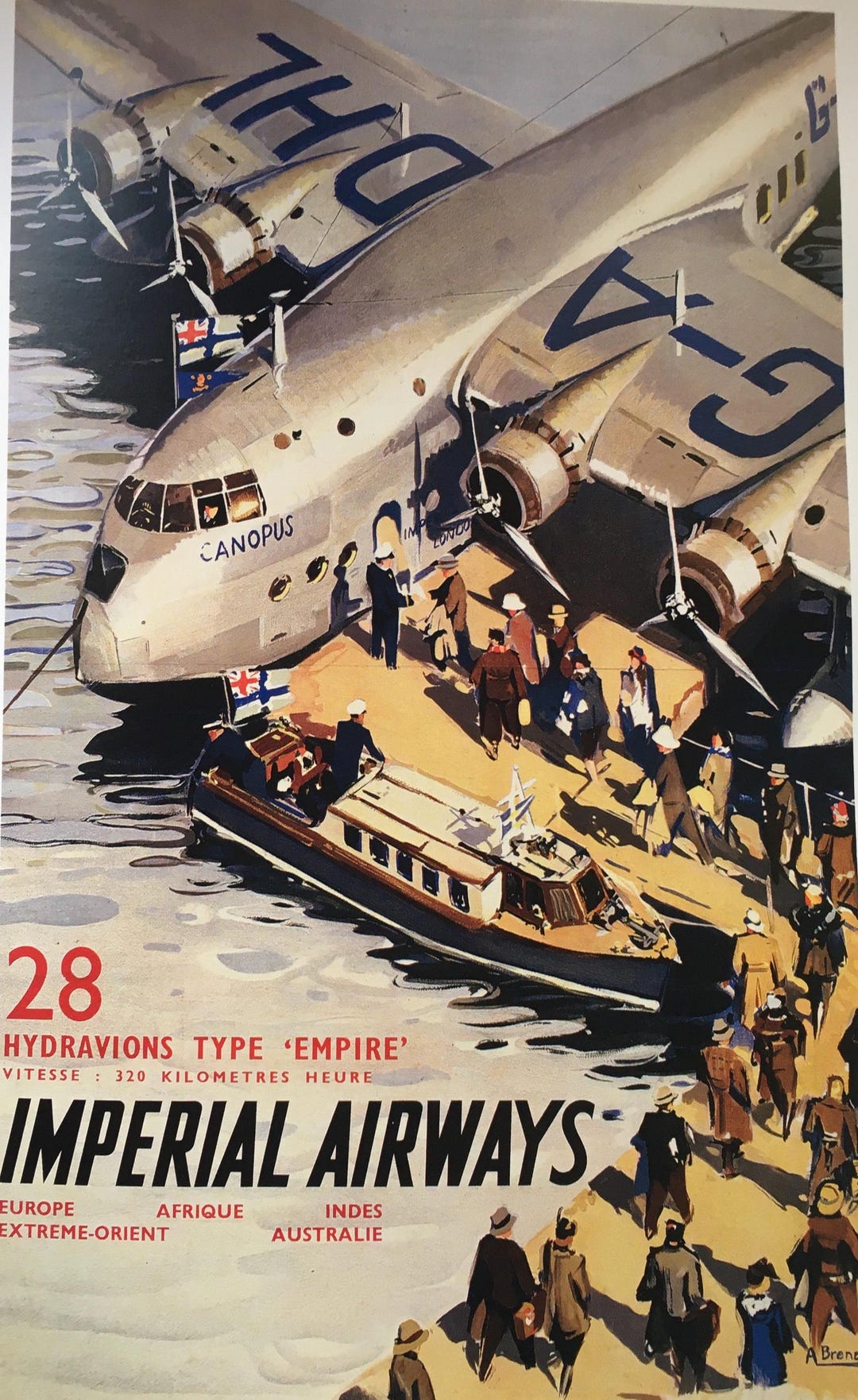 Original Vintage Aviation Poster Print 1989. Imperial Airways. 28 ...