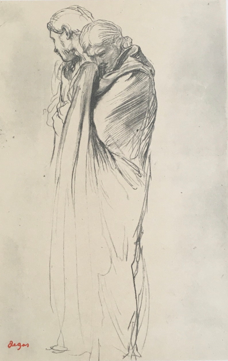 Original Vintage Print 1963 by Edgar Degas. Study of Two Clothed ...