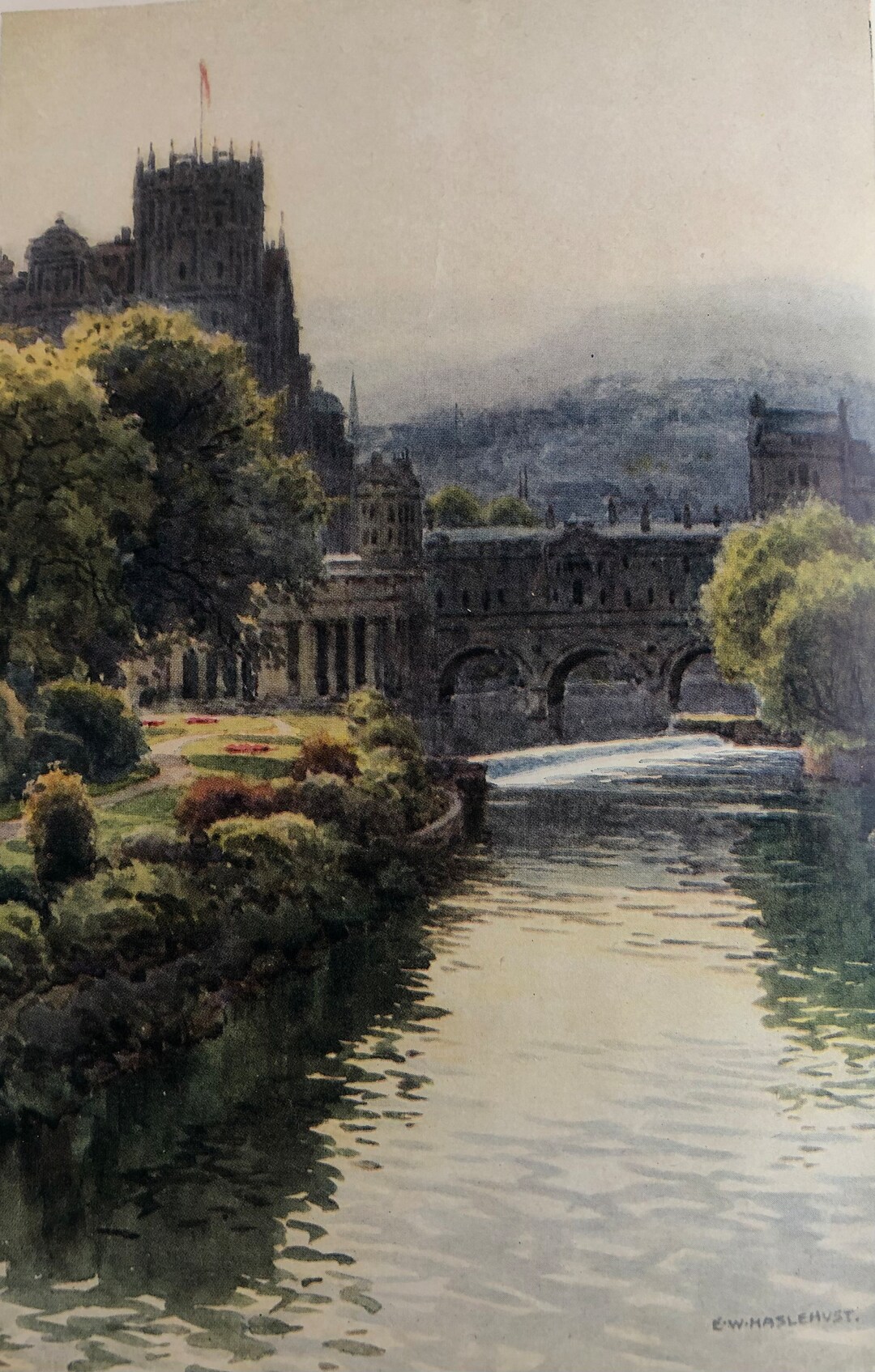 Original Vintage Small Print by E W Haslehust Circa 1940's. View From ...
