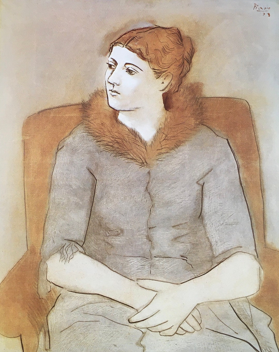 Original Vintage Print by Pablo Picasso 1970 Portrait of Olga (1923 ...